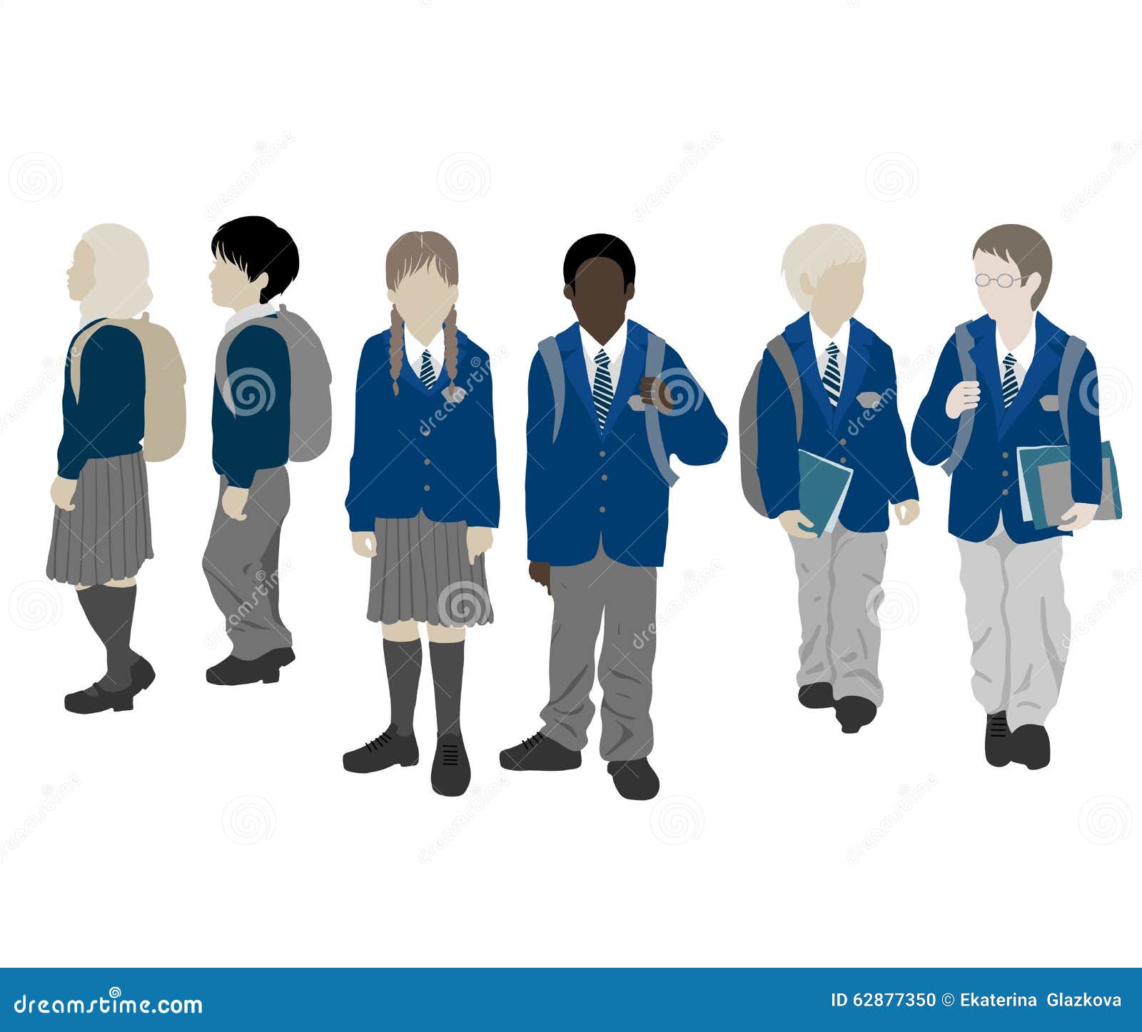 Group of Walking Vector Students Stock Vector - Illustration of ...