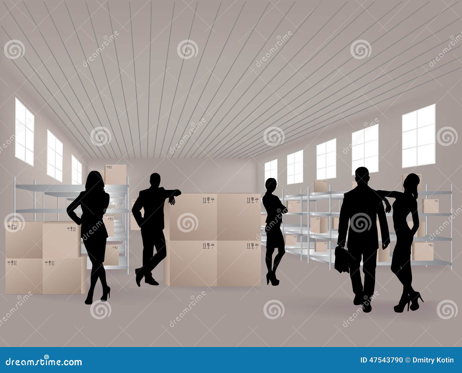 Group in warehouse stock vector. Illustration of depot - 47543790