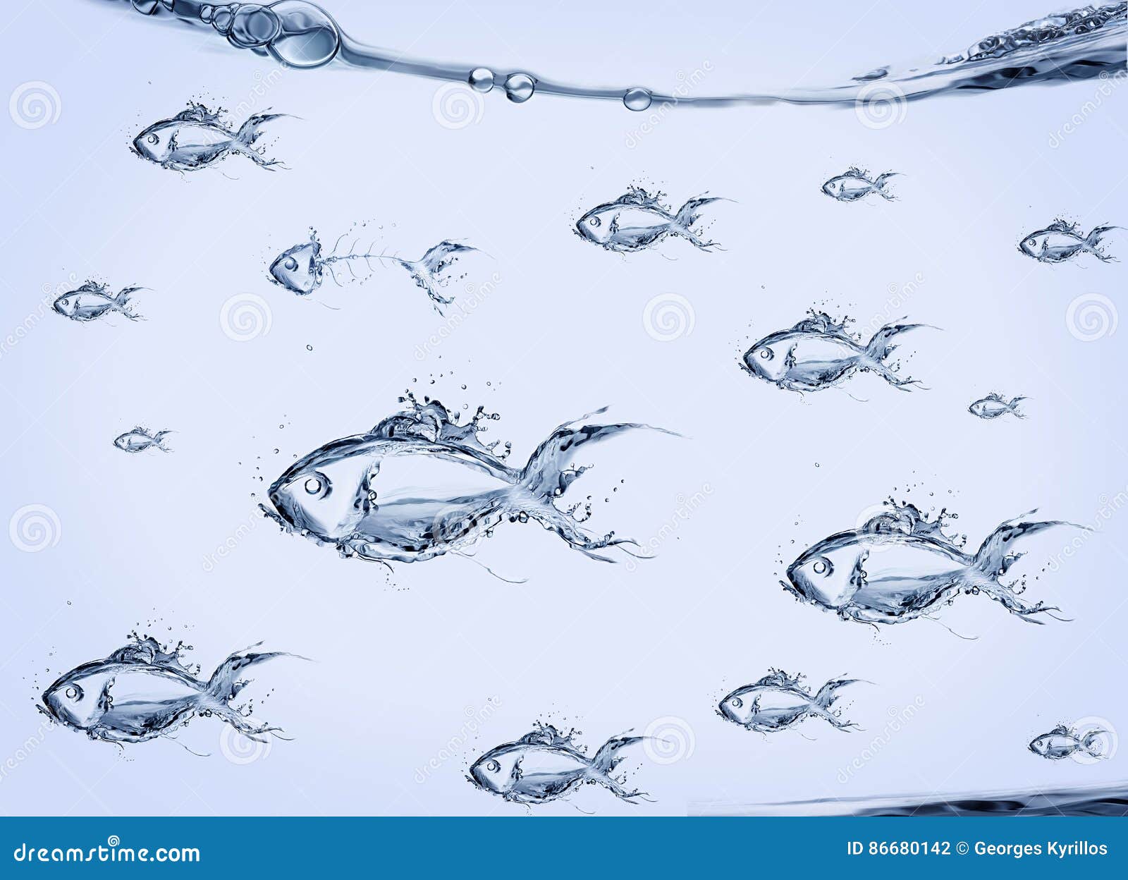 Group of Water Fish Swimming Stock Illustration - Illustration of ...