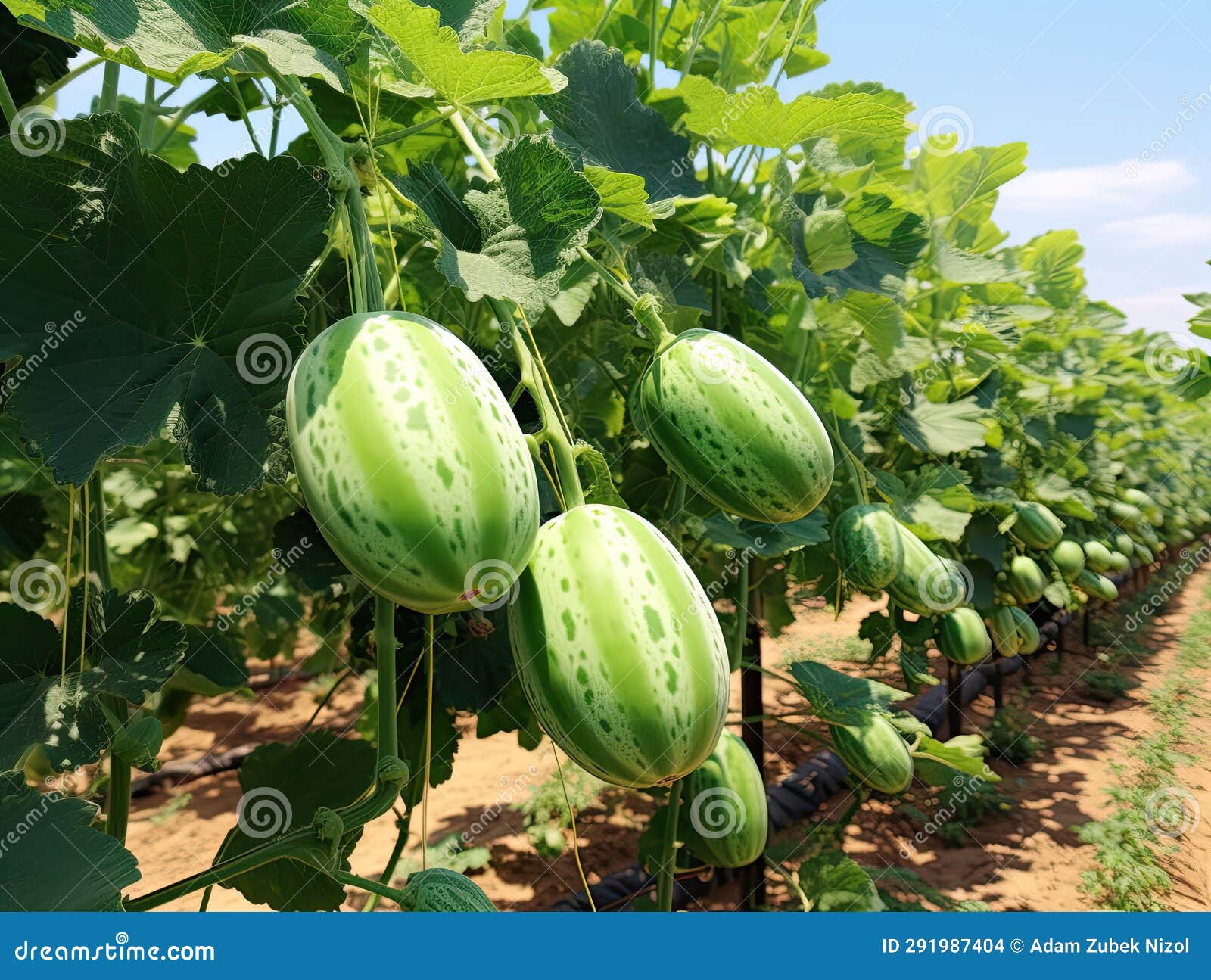 A Group of Watermelons Growing on a Tree Stock Illustration ...