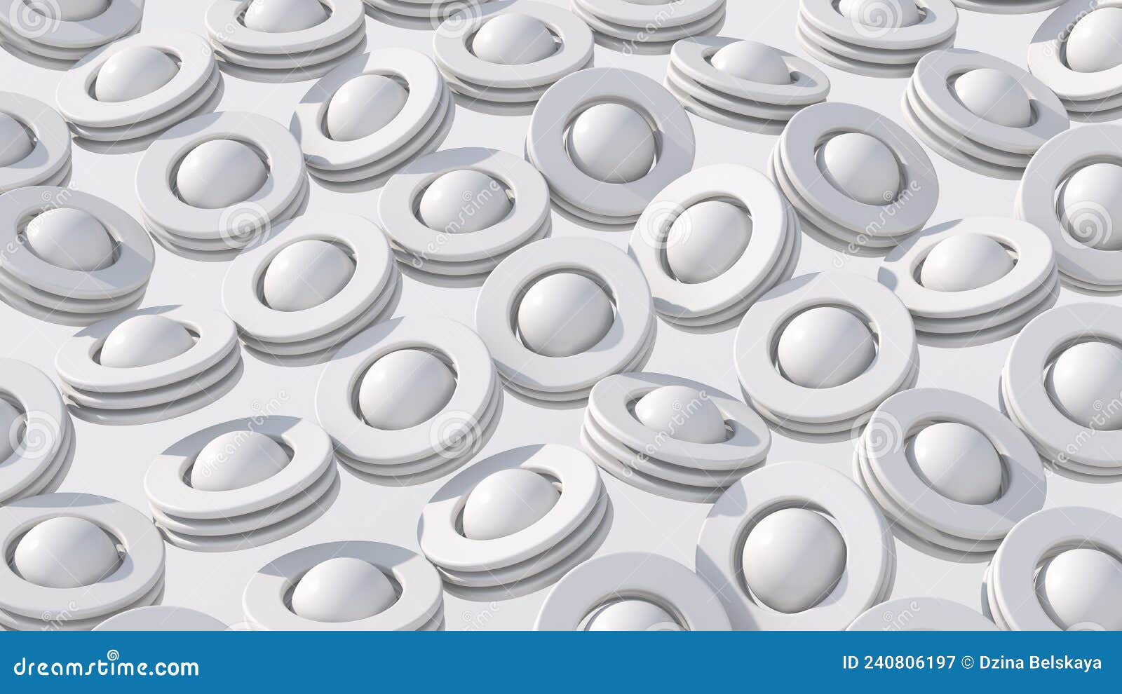Group of White Balls and Circle Shapes. Abstract Illustration, 3d ...