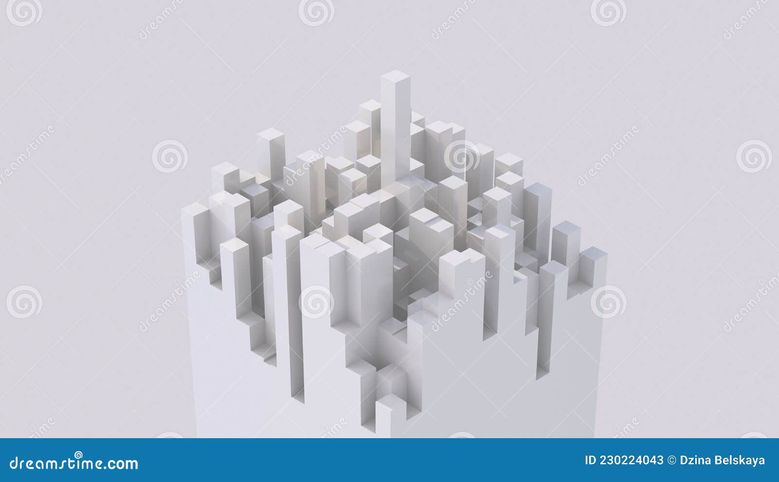 Group of White Blocks. Abstract Monochrome Illustration, 3d Render ...