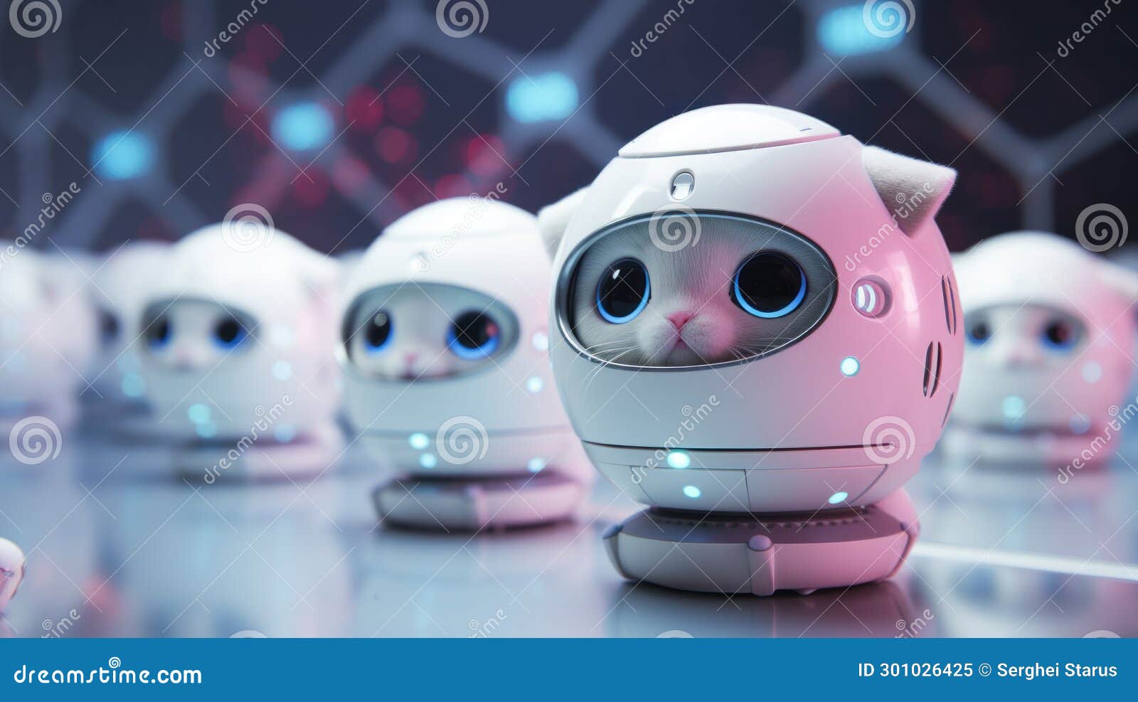 Blue Robots Mechanical Heart Cartoon Outlined Illustration, Android ...