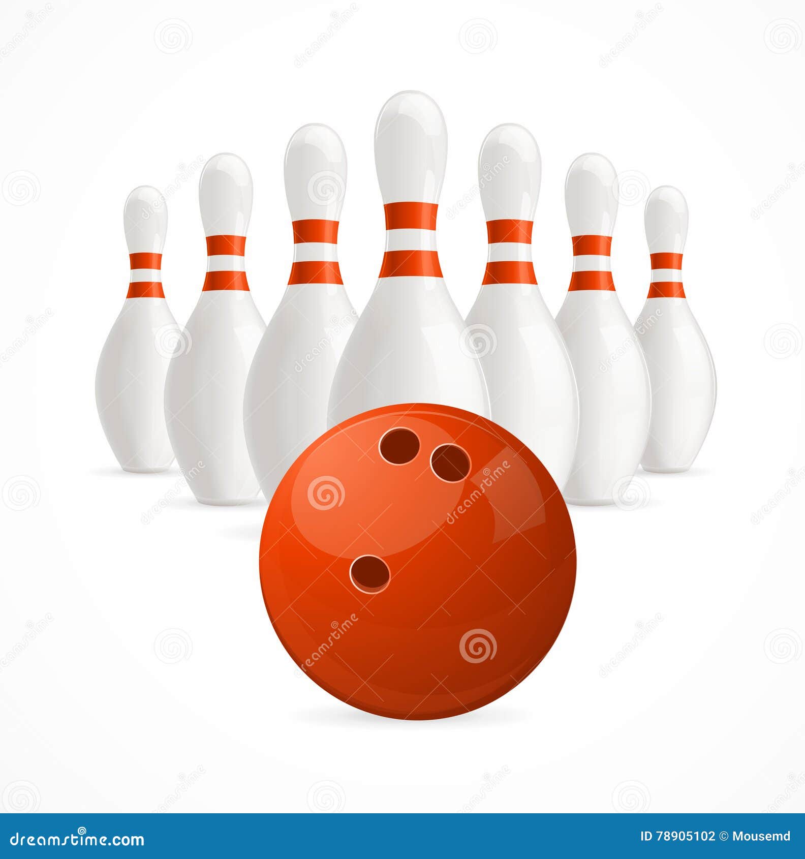 Group of White Bowling Pins and Ball. Vector Stock Vector ...
