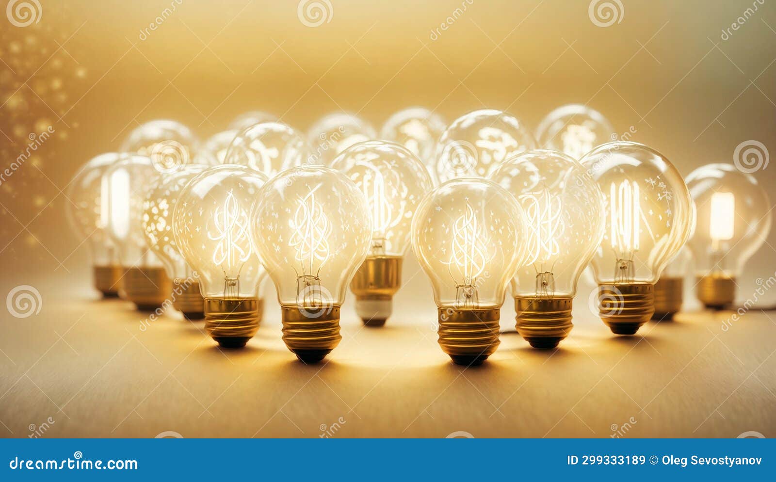 A Group of White Burning Light Bulbs on a Yellow Background Stock Image ...