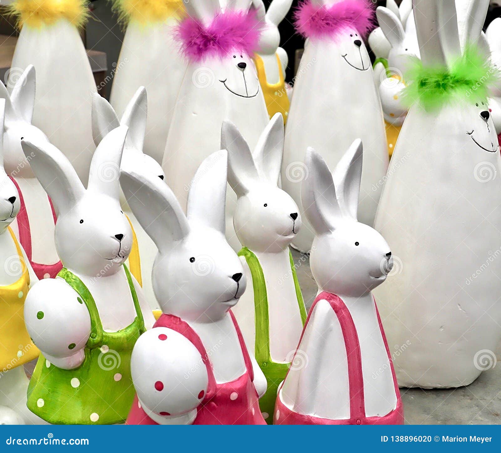 Group of White Ceramic Easter Bunnies Stock Photo - Image of easter ...