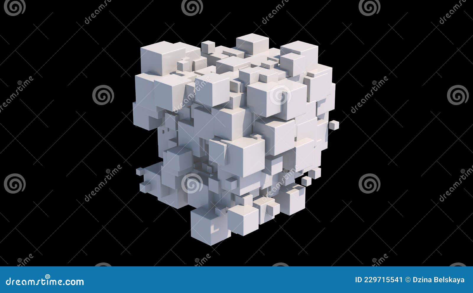 Group of White Cubes. Black Background Stock Illustration ...