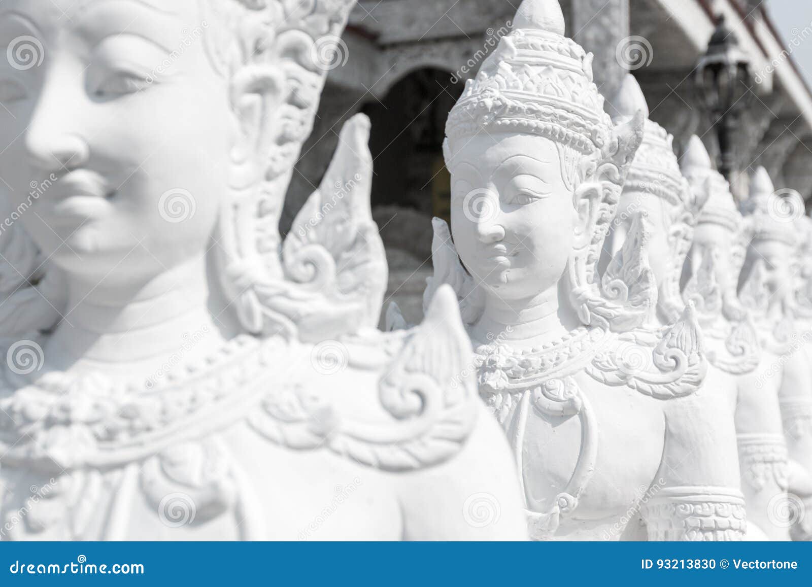 Group of White Deva Statue Standing. Stock Photo - Image of buddhism ...