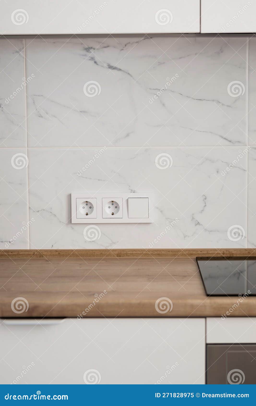 Group of White European Electrical Outlets and a Switch Stock Image ...