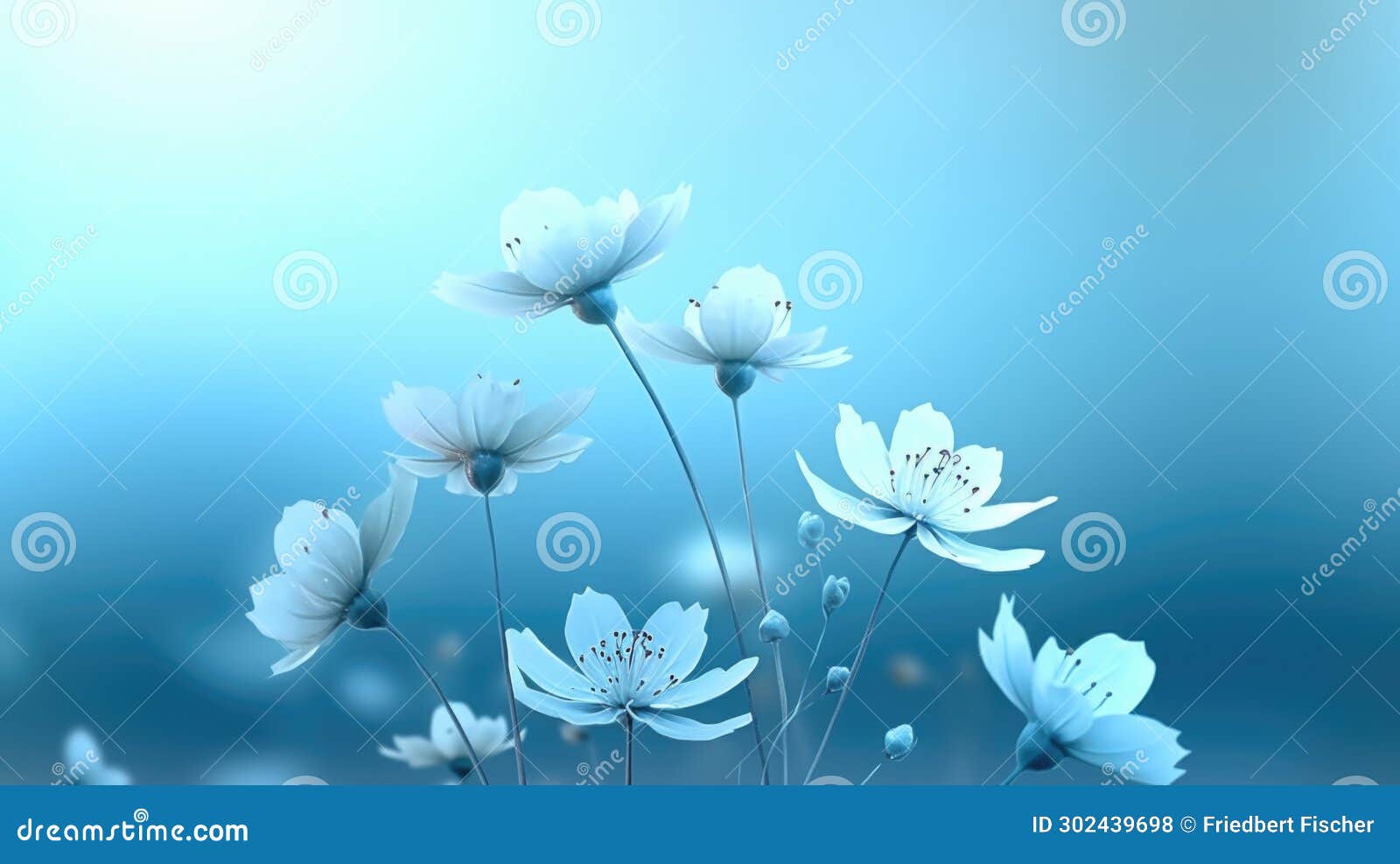 A Group of White Flowers on a Blue Background, Simple Abstract ...