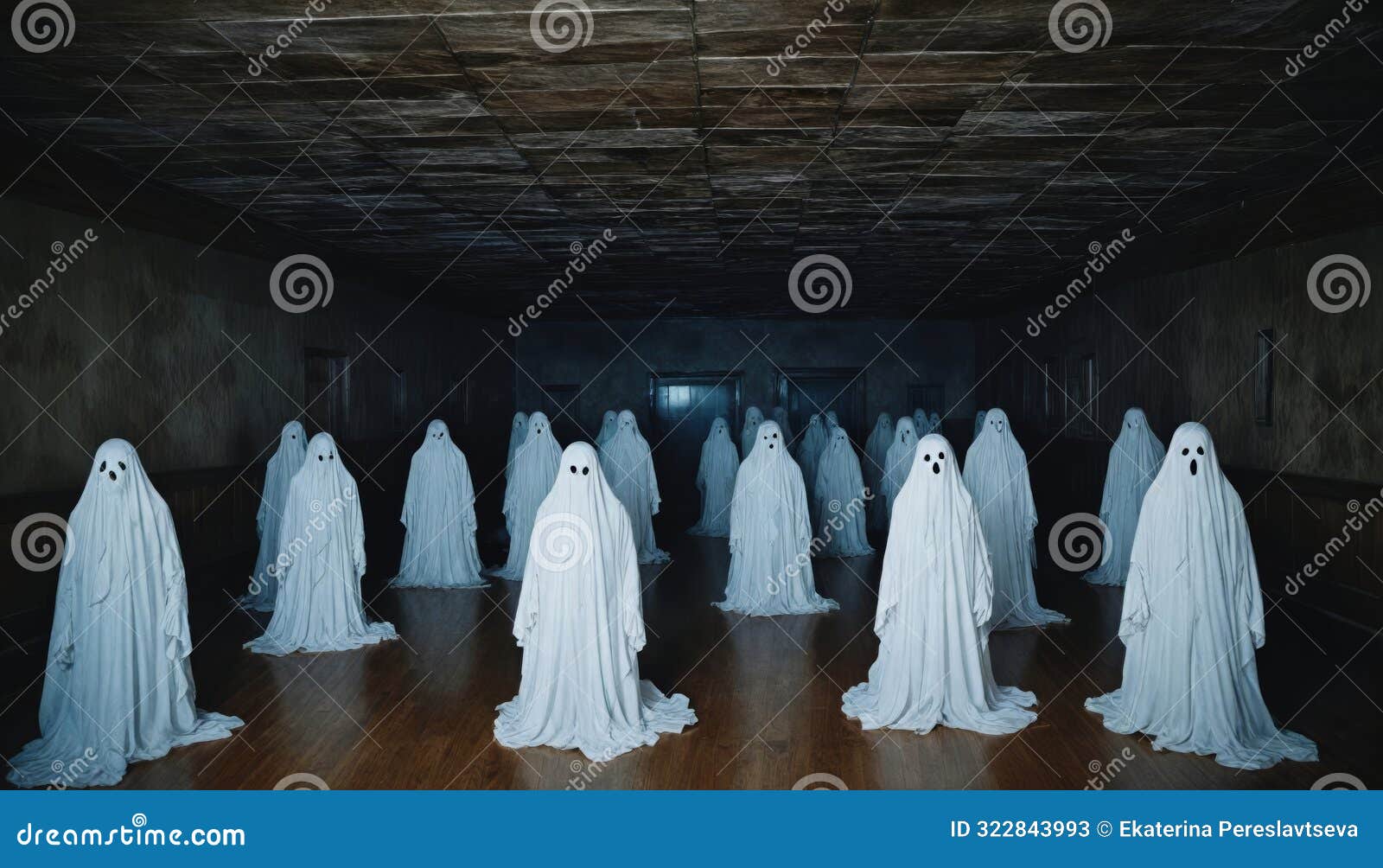 A Group of White Ghosts are Standing in a Room Stock Image - Image of ...