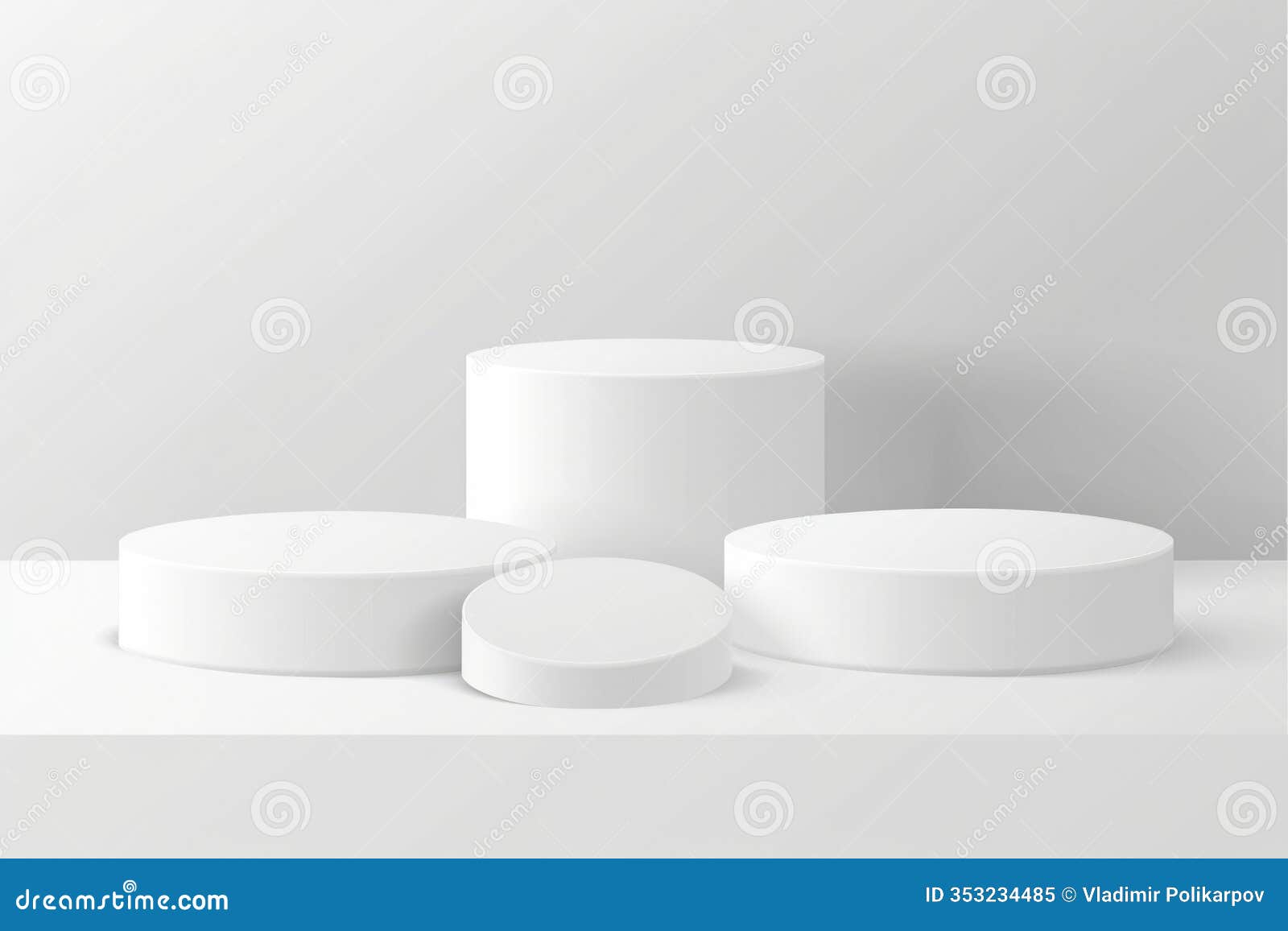 Group of White Pedestals on a White Surface. Perfect for Product ...