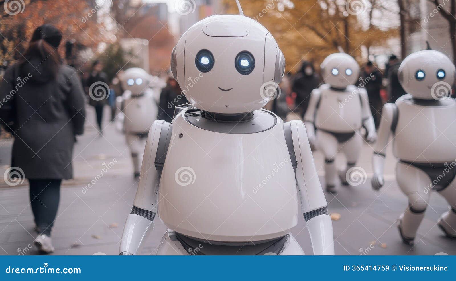 Two White Robots Facing Each Other, Generative Ai Illustration Royalty ...