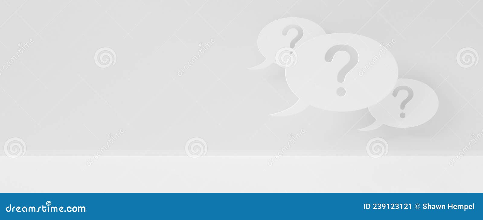 Group of White Speech Bubbles with Question Marks on Bright White Room ...