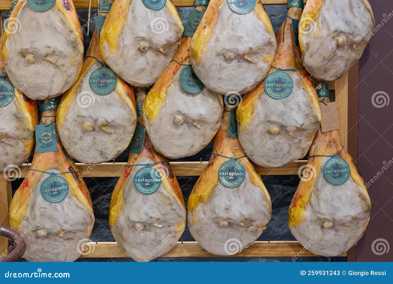 Group of Whole Raw Hams Hung on a Wall Editorial Stock Photo - Image of ...