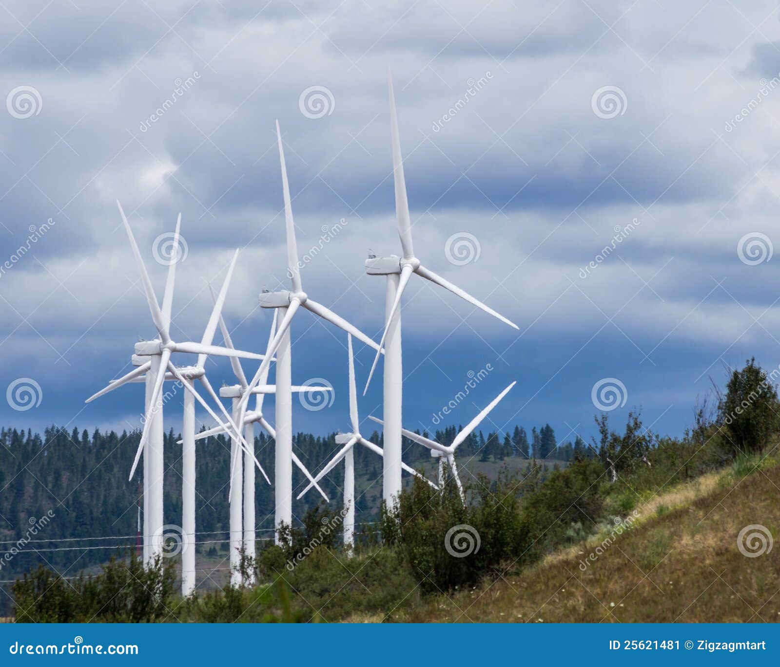 Group of Wind Turbines for Green Energy Stock Image - Image of nature ...