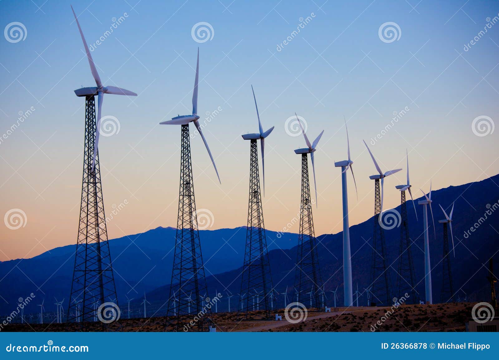 A Group of Wind Turbines/mills in the Dessert Stock Photo - Image of ...