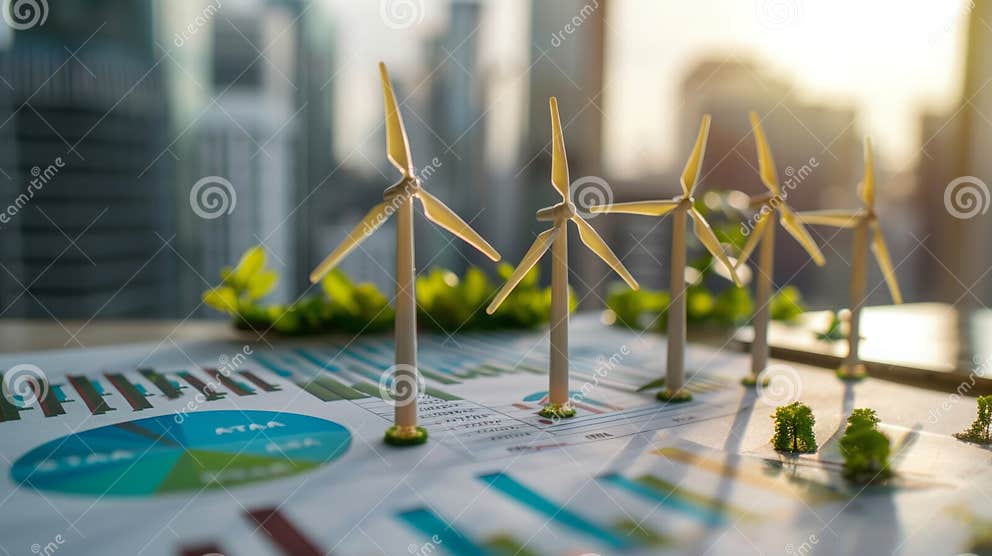 Group of Wind Turbines on Table Stock Photo - Image of innovation, wind ...