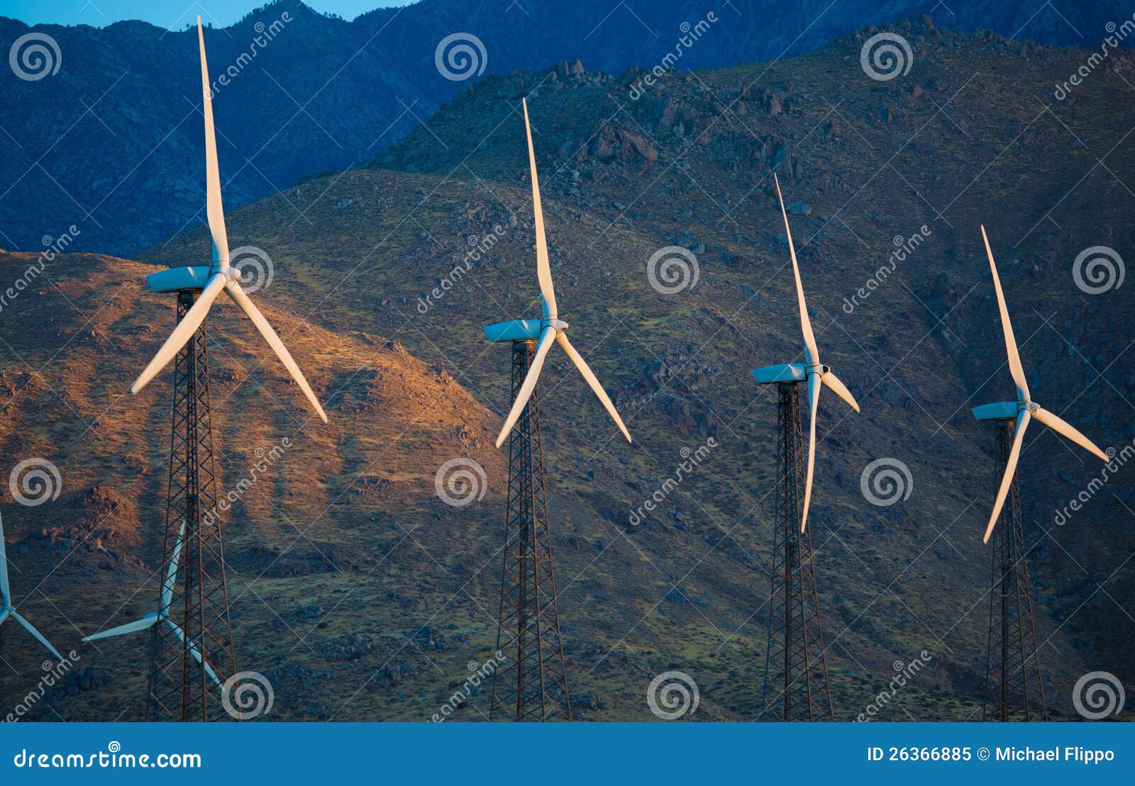 A Group of Wind Turbines, Wind Mills in the Dessert Stock Image - Image ...
