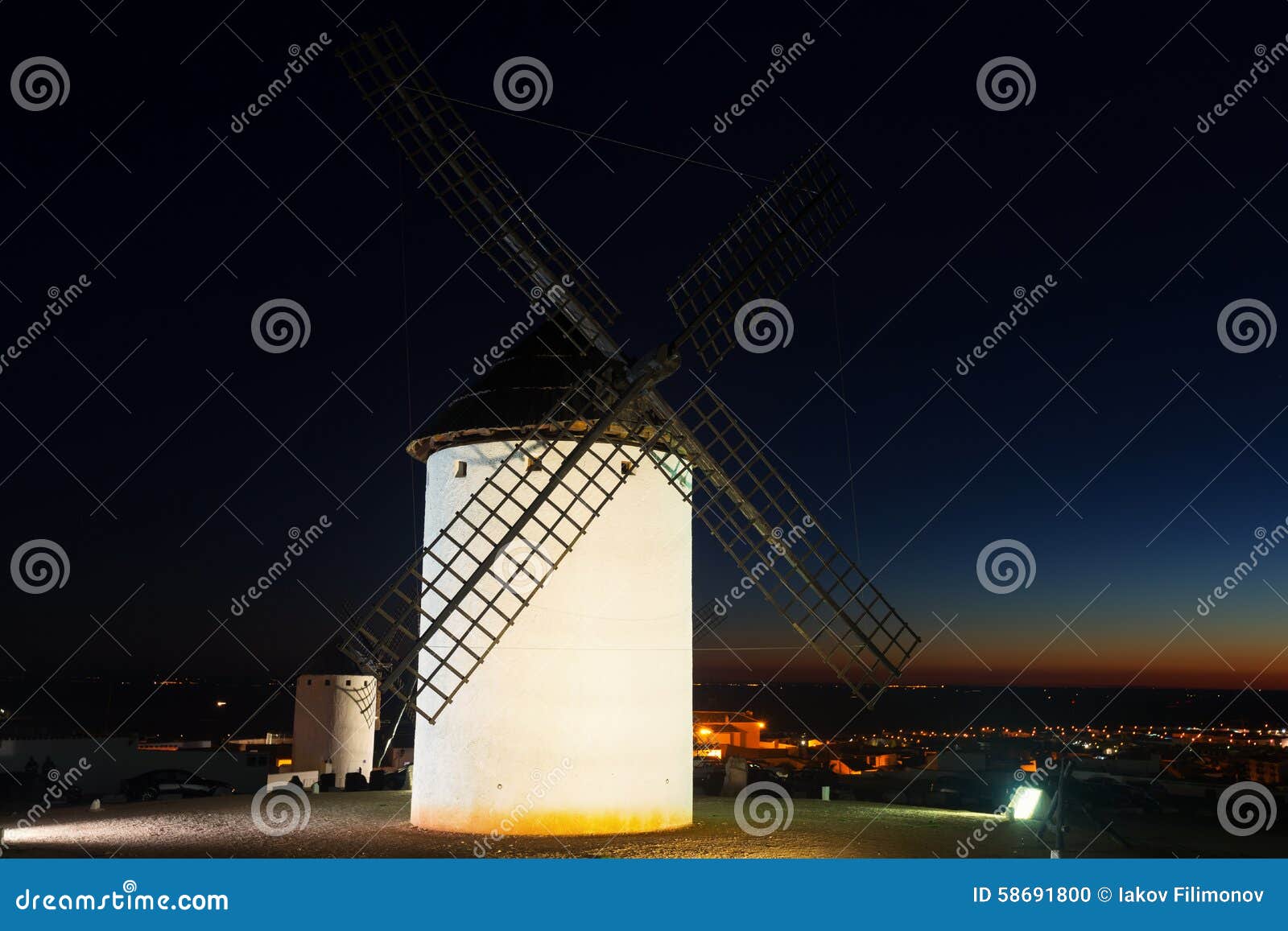 Group of Windmills at Field in Night Stock Photo - Image of wind ...