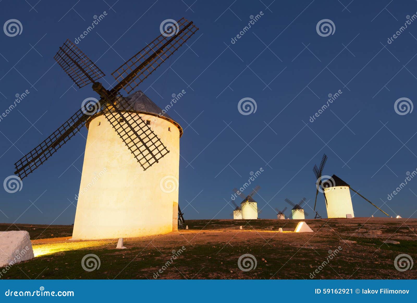 Group of Windmills in Night Stock Image - Image of dawn, outdoor: 59162921