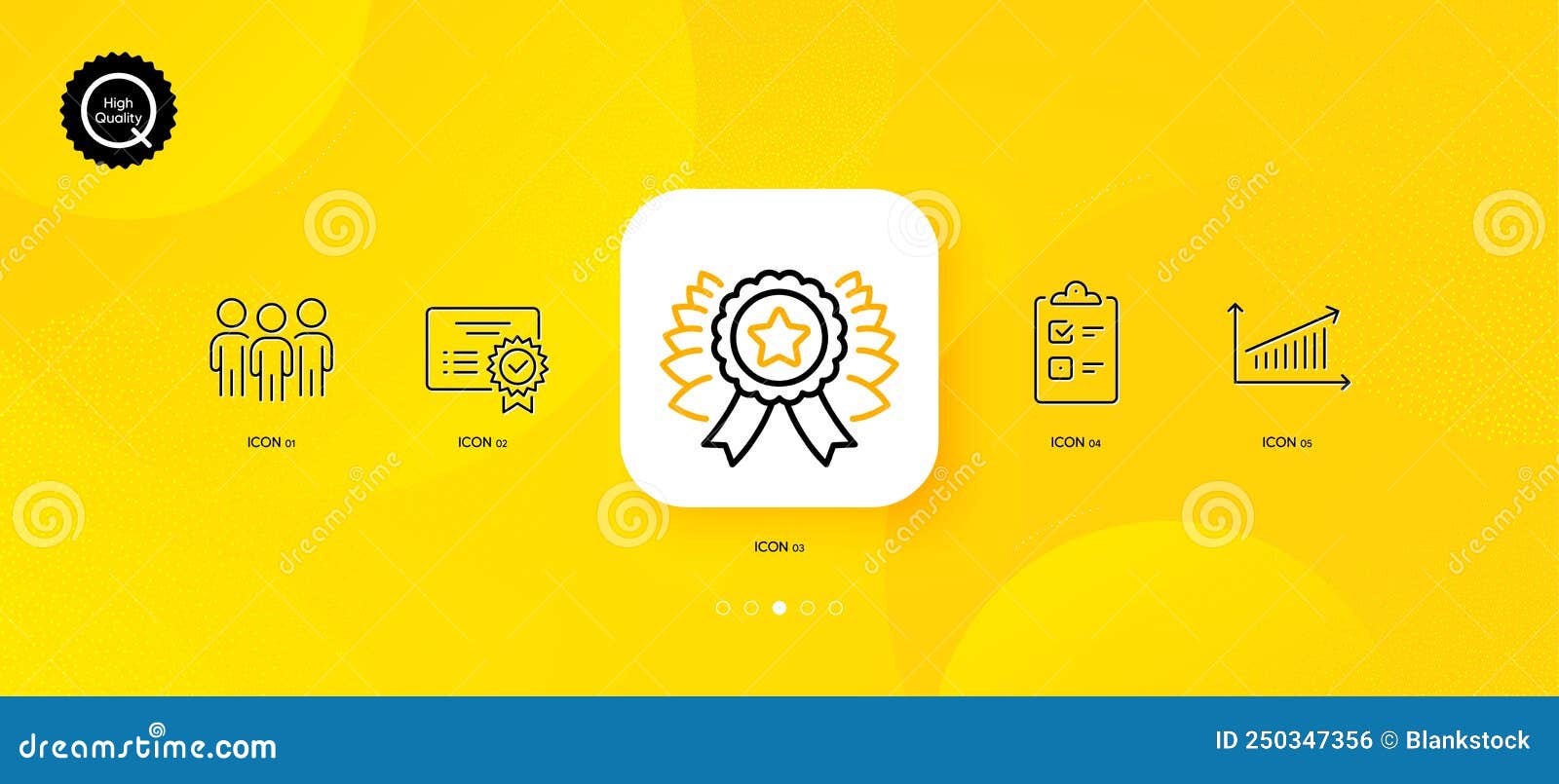 Group, Winner Ribbon and Certificate Minimal Line Icons. for Web ...