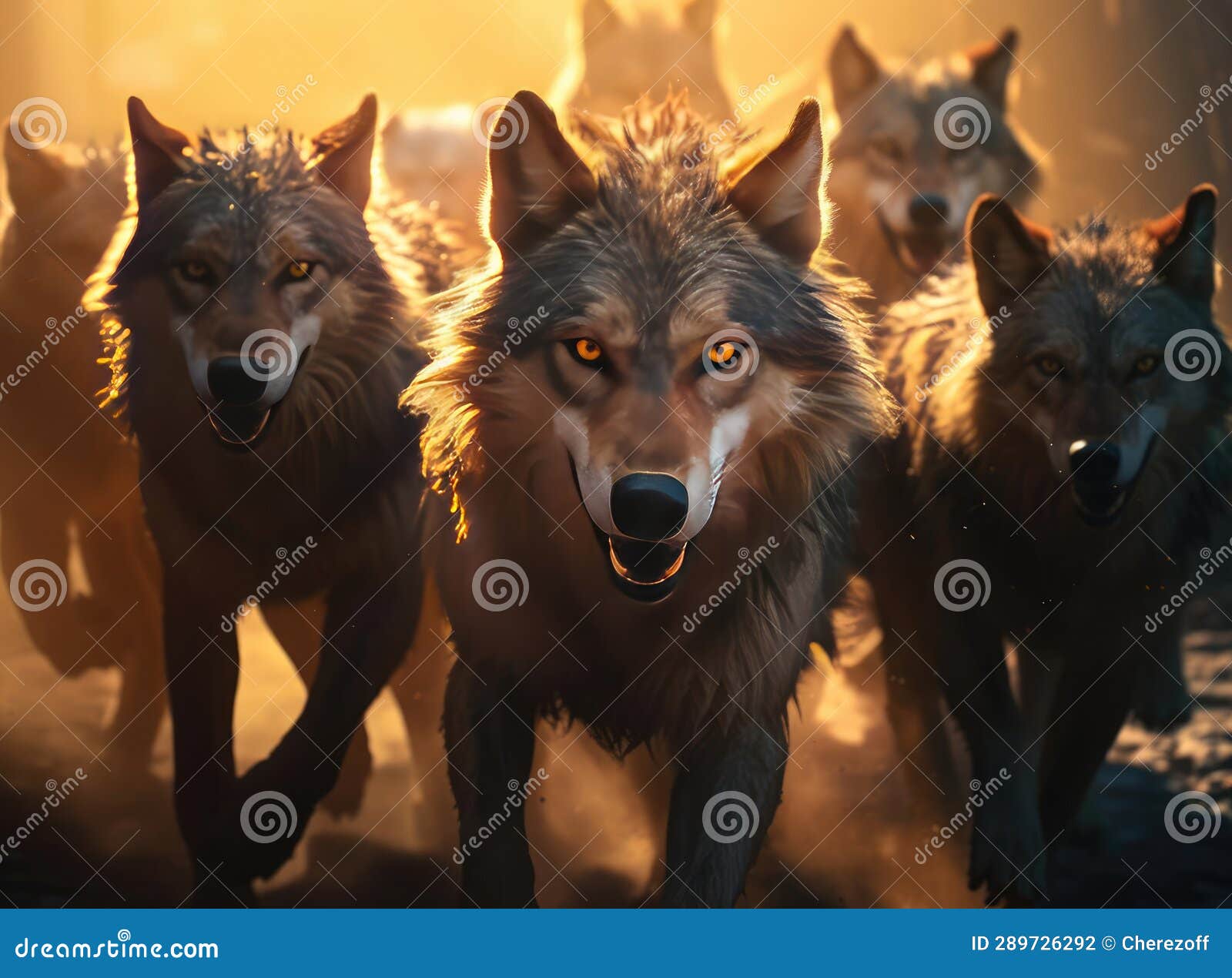 A group of wolves stock photo. Image of happy, carnivore - 289726292