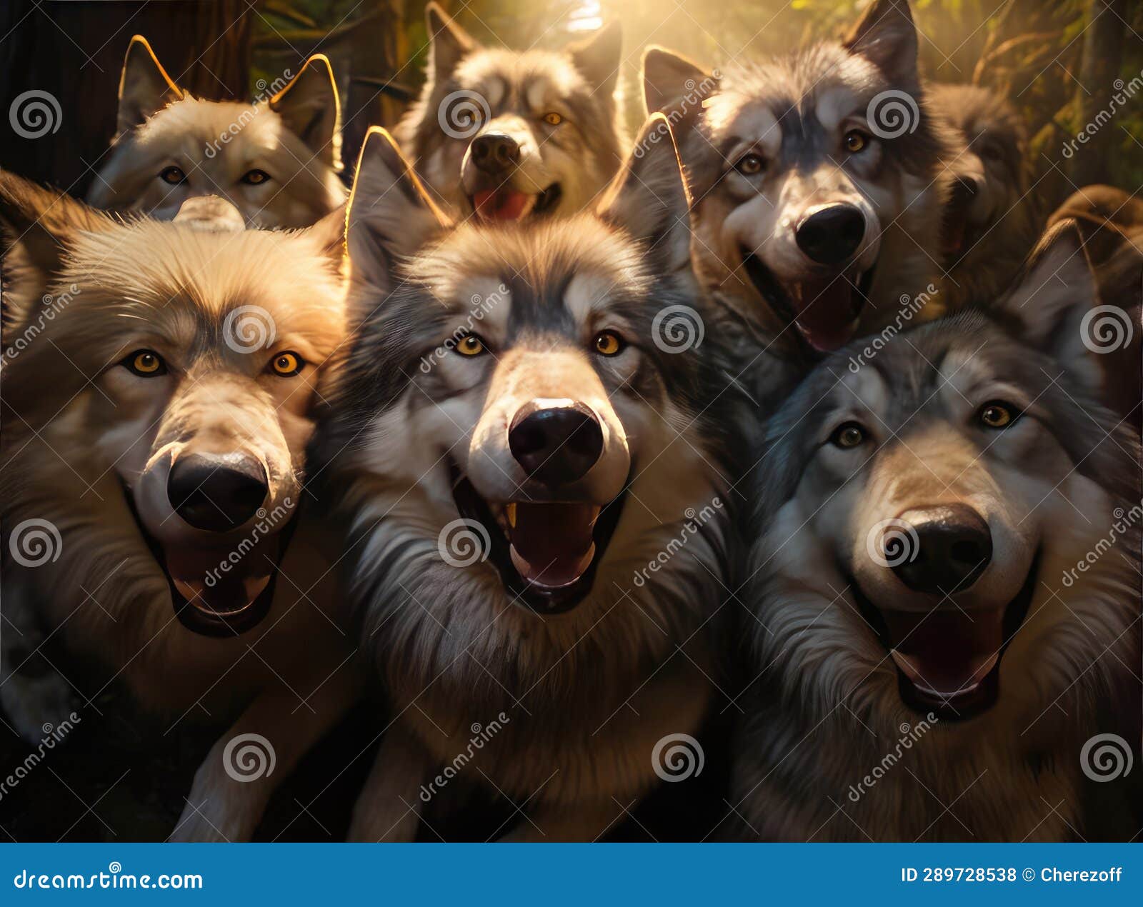 A group of wolves stock illustration. Illustration of mammal - 289728538