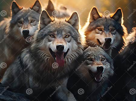 A group of wolves stock illustration. Illustration of wild - 289728835
