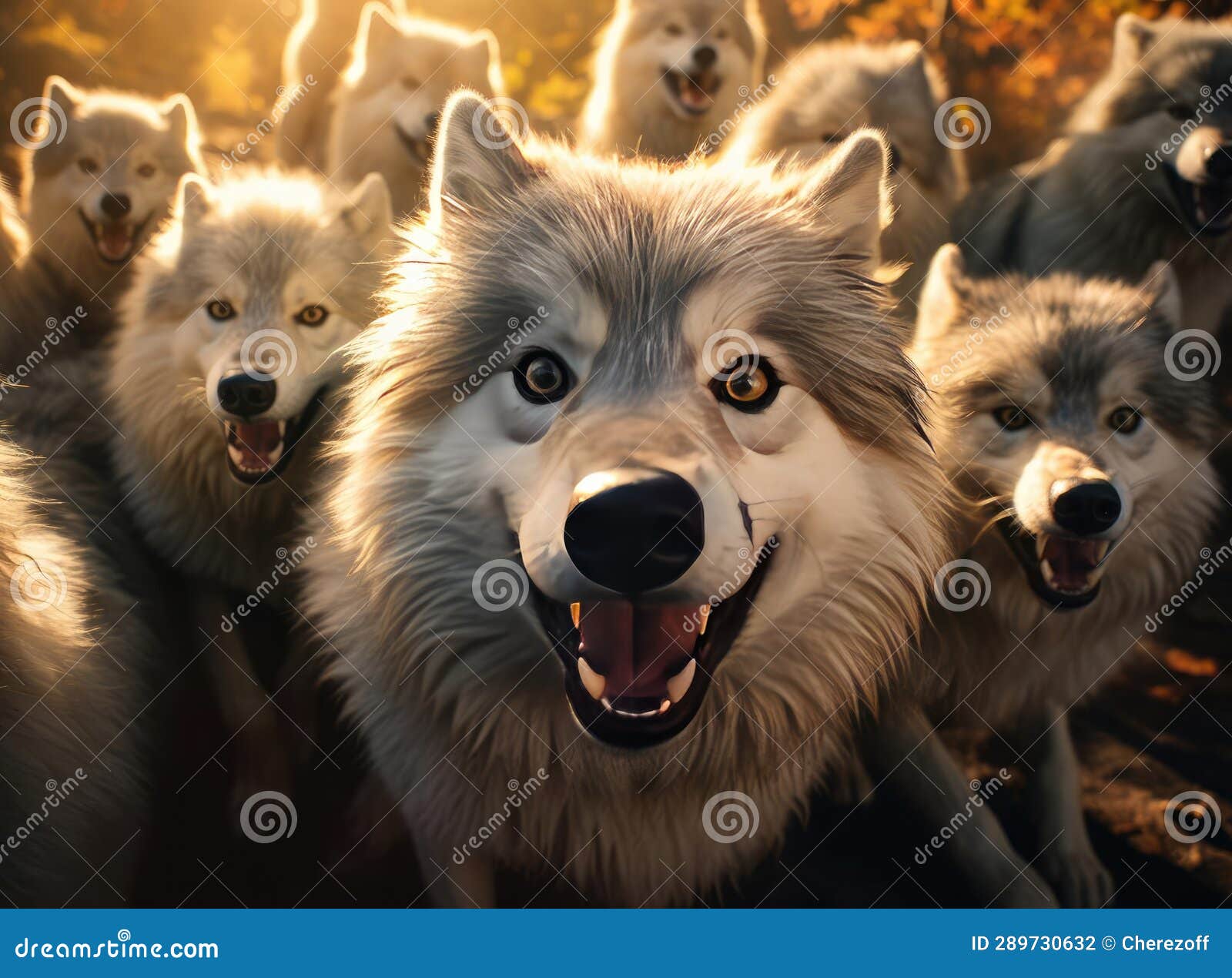 A group of wolves stock photo. Image of wild, group - 289730632