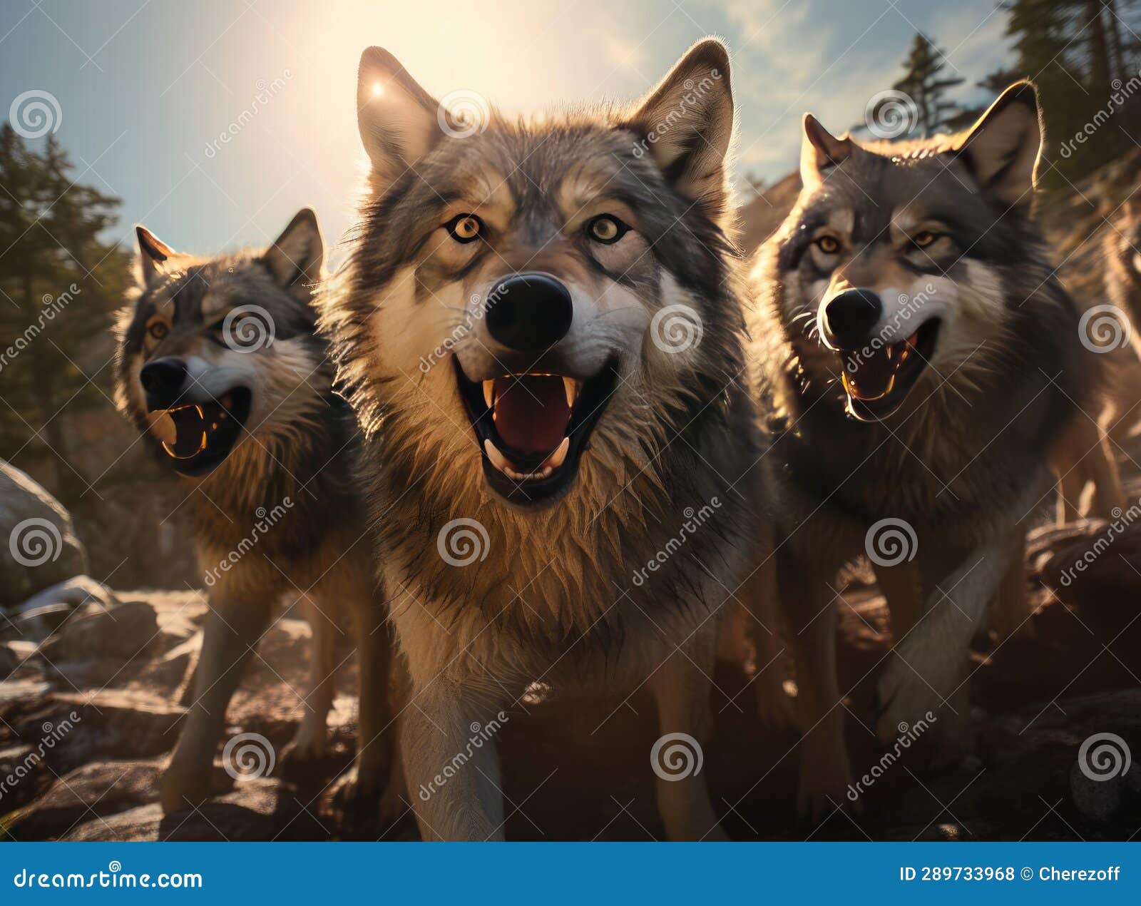 A group of wolves stock photo. Image of carnivore, looking - 289733968