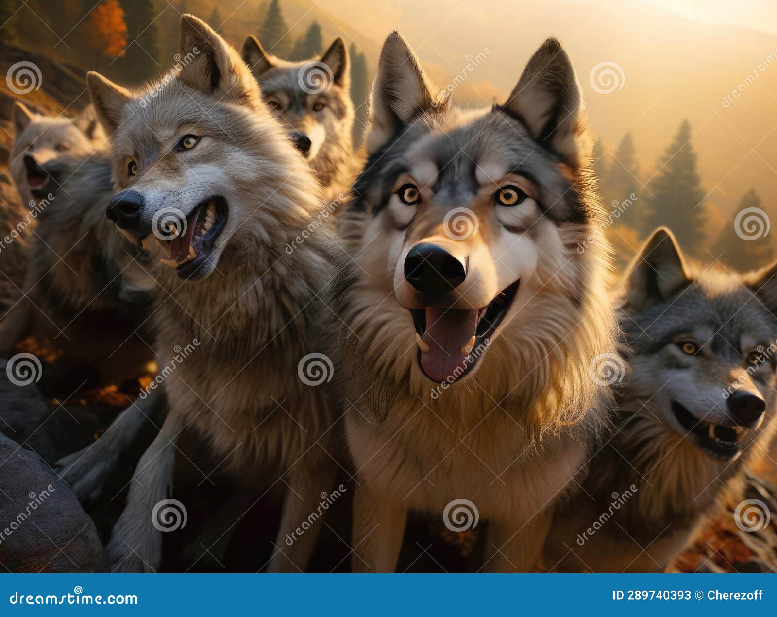 A group of wolves stock image. Image of grey, predator - 289740393