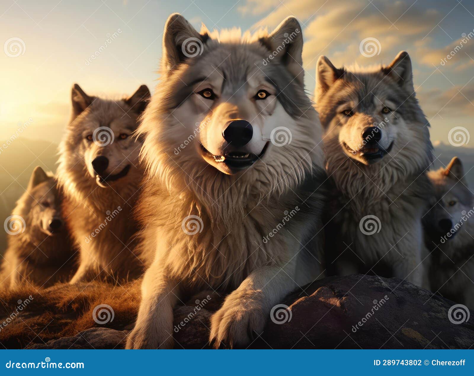 A group of wolves stock photo. Image of friends, wildlife - 289743802