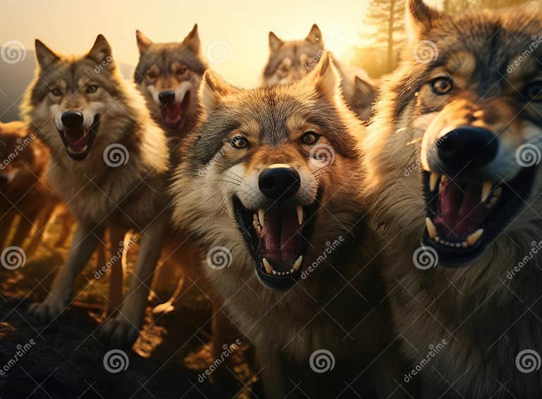 A group of wolves stock photo. Image of wildlife, looking - 289745158