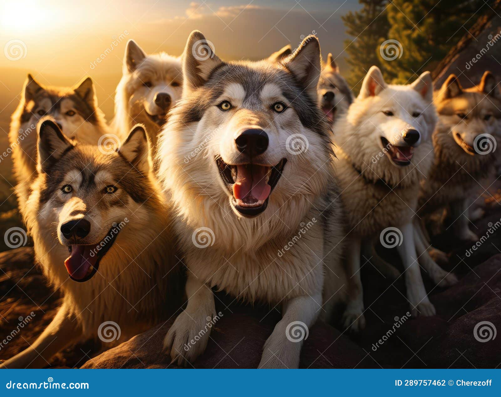 A group of wolves stock photo. Image of group, friends - 289757462