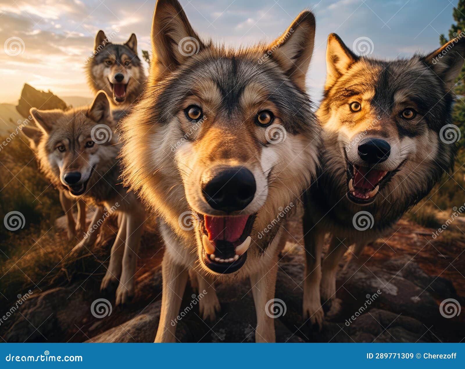 A group of wolves stock image. Image of happy, wolves - 289771309