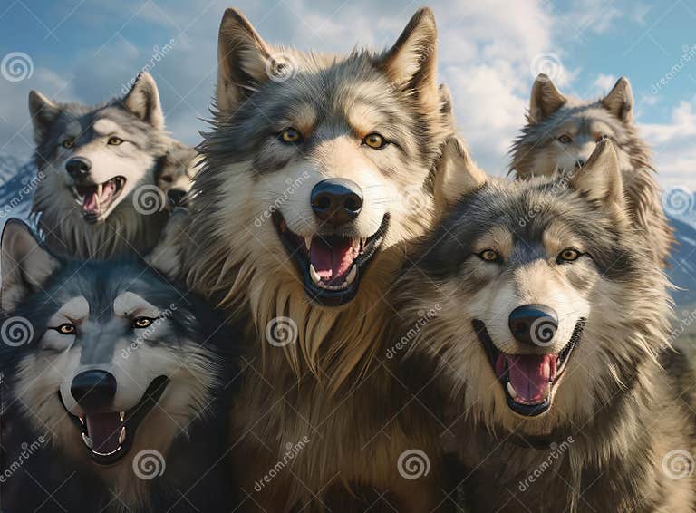 A group of wolves stock photo. Image of lupus, forest - 289773152
