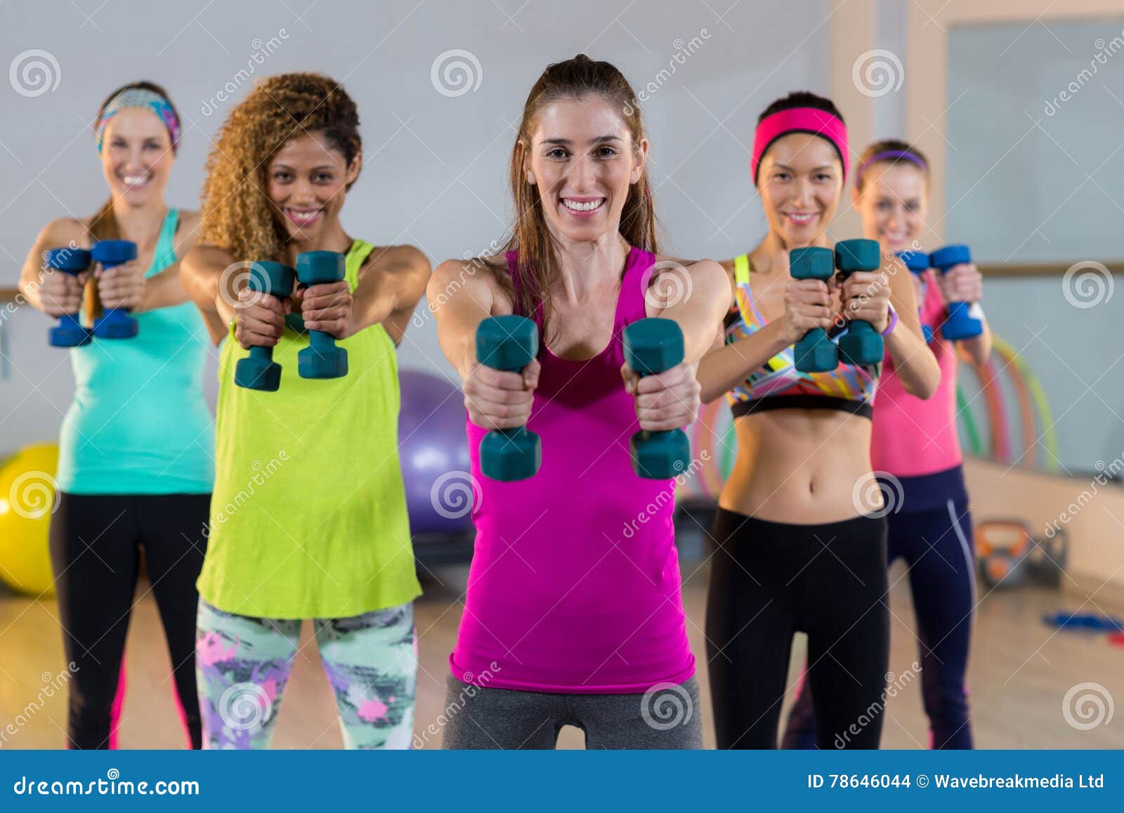 Group of Women Exercising with Dumbbell Stock Photo - Image of ...
