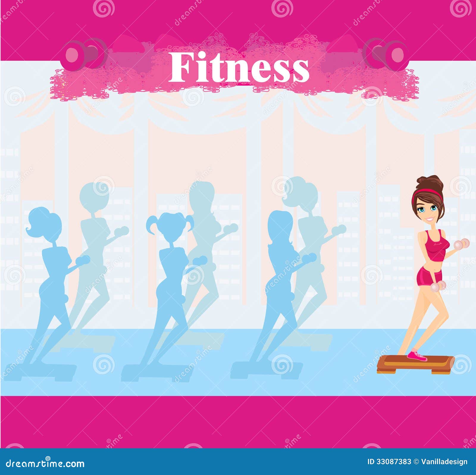 Group of Women Exercising in the Gym Stock Illustration - Illustration ...
