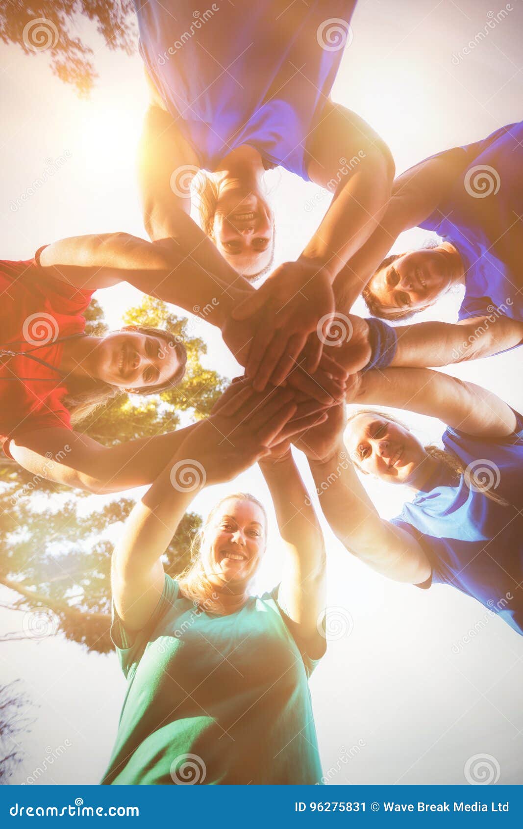 Group of Women Forming Hand Stack in the Boot Camp Stock Image - Image ...