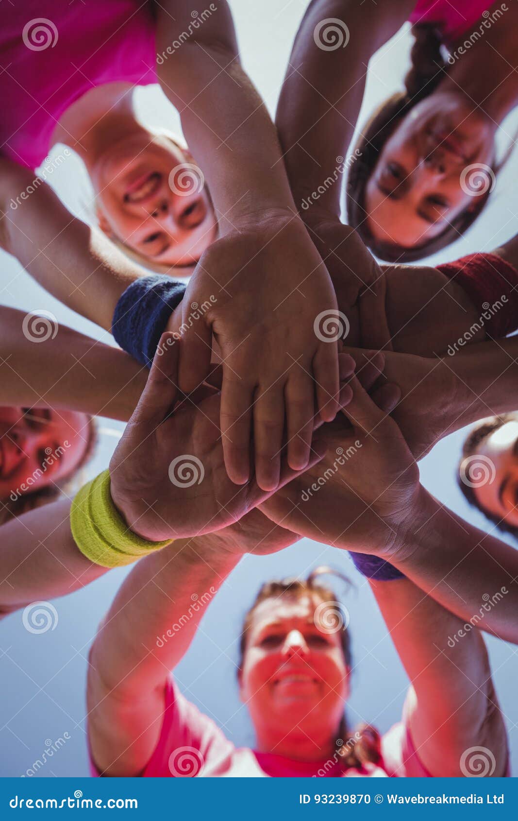 Group of Women Forming Hand Stack in the Boot Camp Stock Photo - Image ...