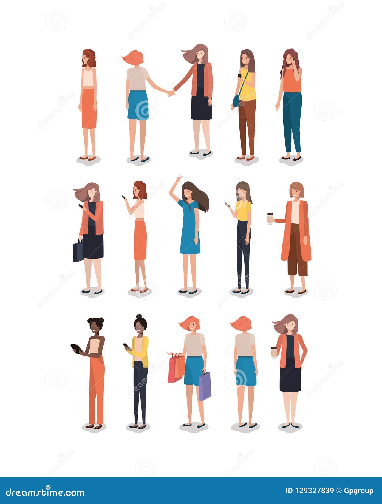 Group of Women Friends Characters Stock Vector - Illustration of ...