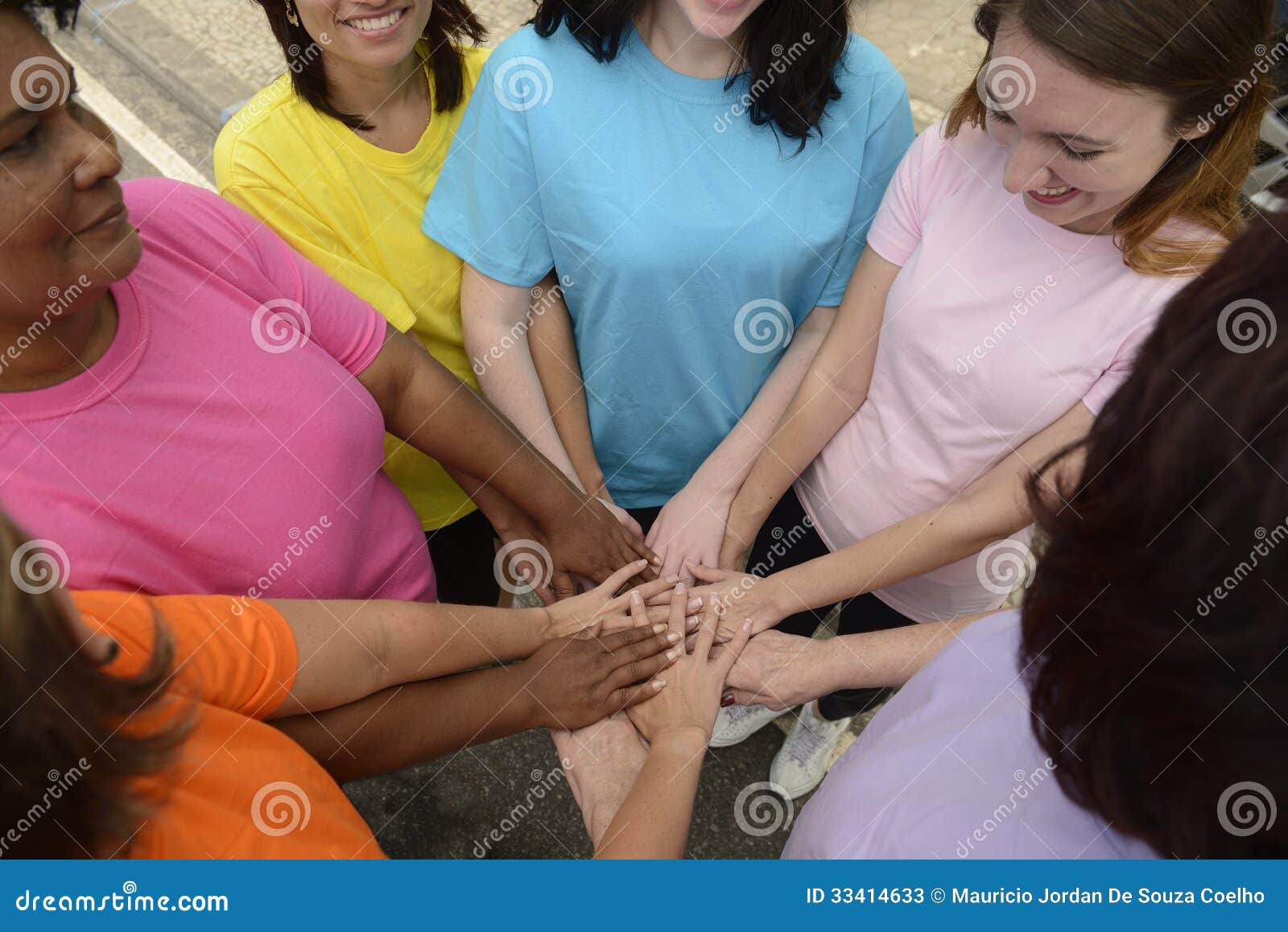 Group of Women with Hands Together Stock Image - Image of cooperation ...