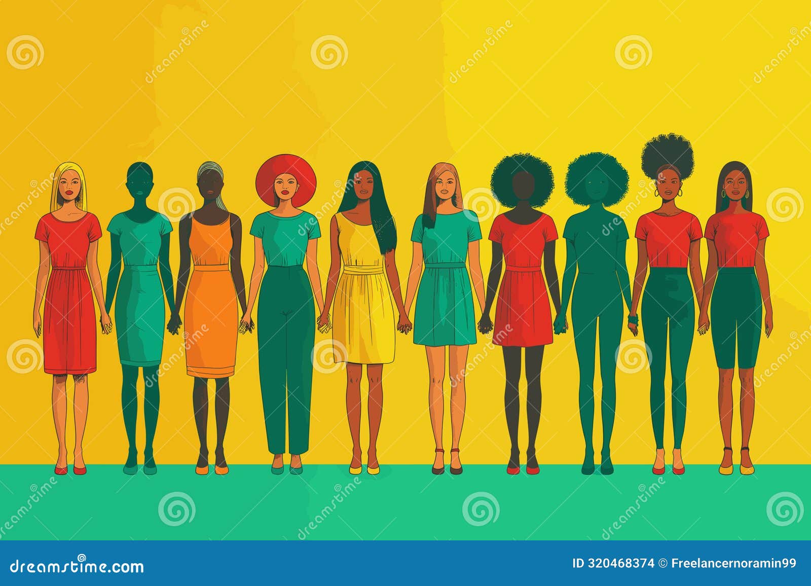 Group of Women Holding Hands, Women of Different Ethnicities and Groups ...