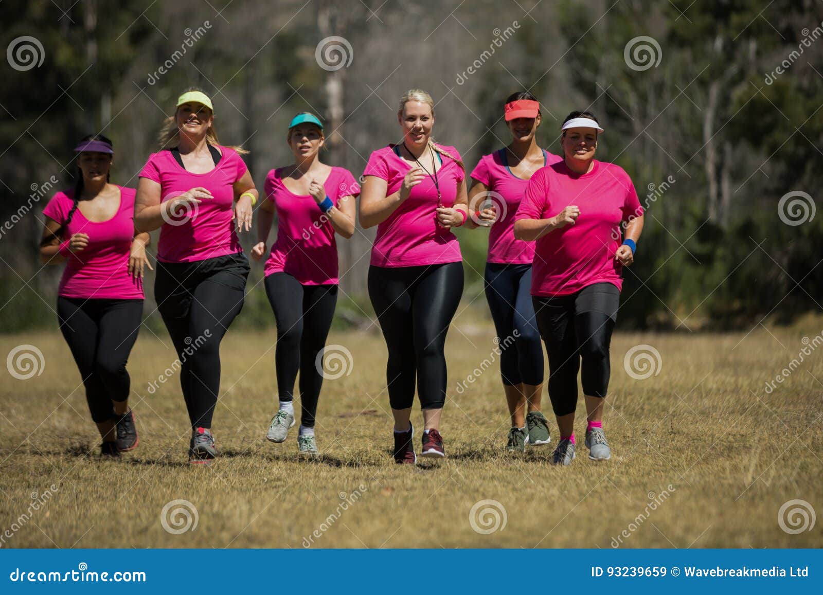 Group of Women Jogging Together in the Boot Camp Stock Image - Image of ...