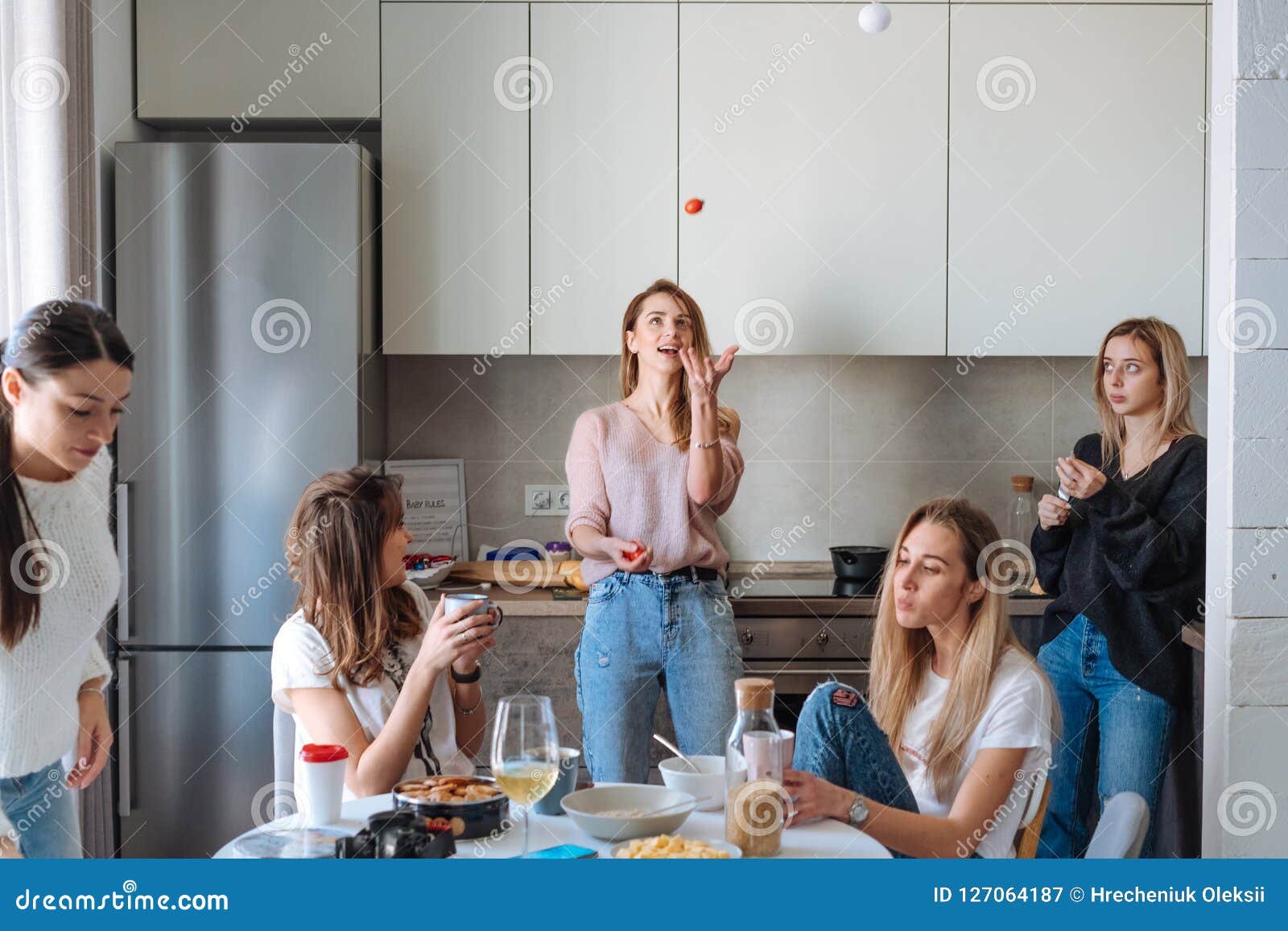 Group of Women in the Kitchen Stock Image - Image of making, female ...