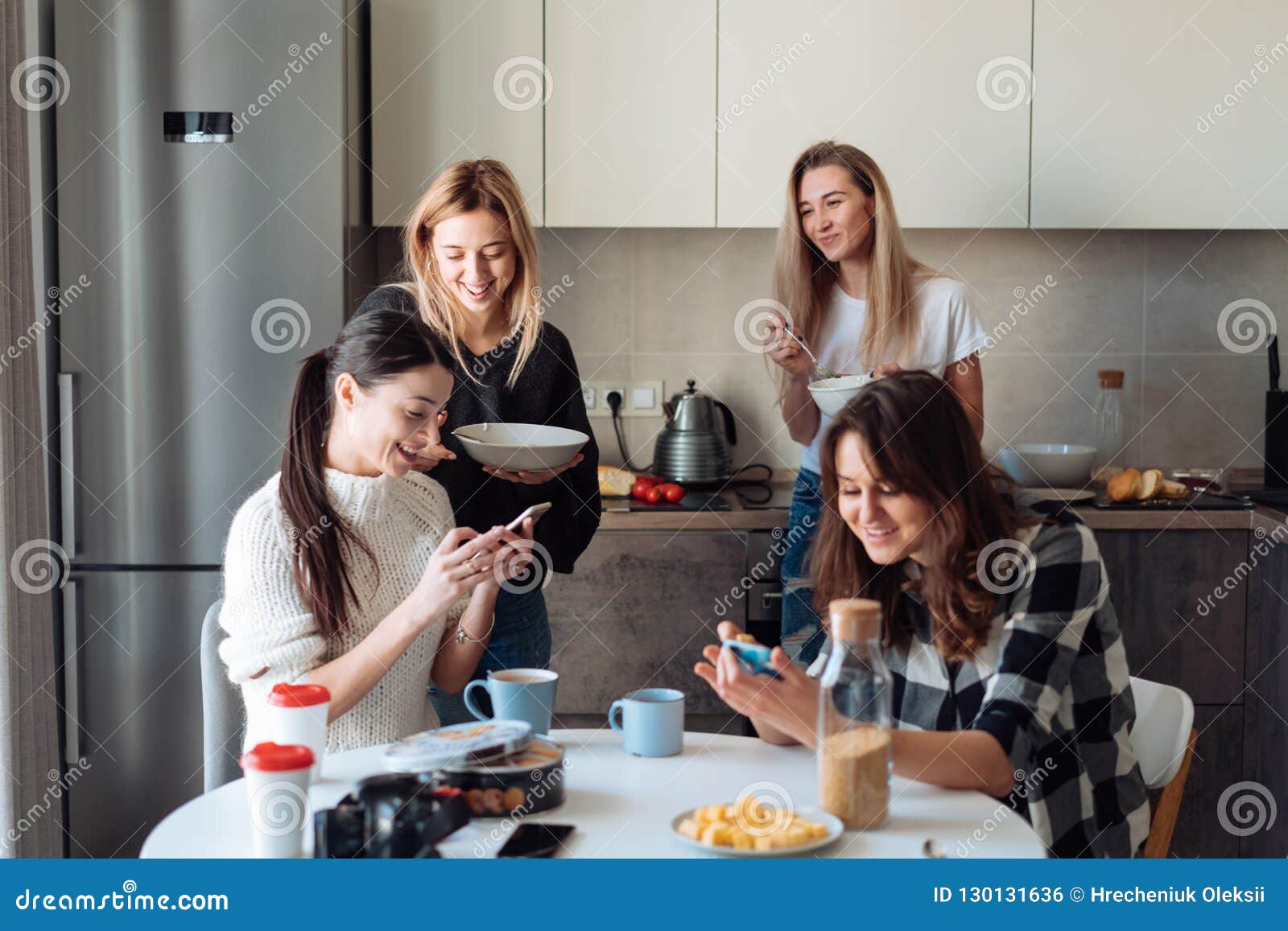 Group of Women in the Kitchen Stock Photo - Image of beautiful ...