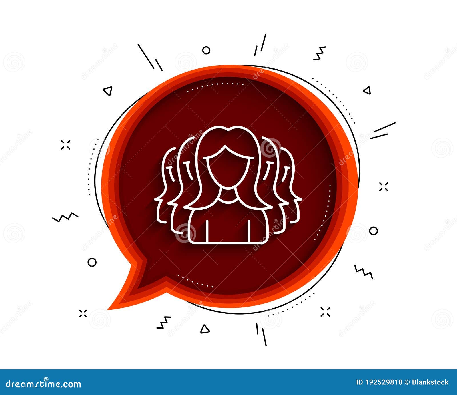 Group of Women Line Icon. Teamwork Sign. Vector Stock Vector ...