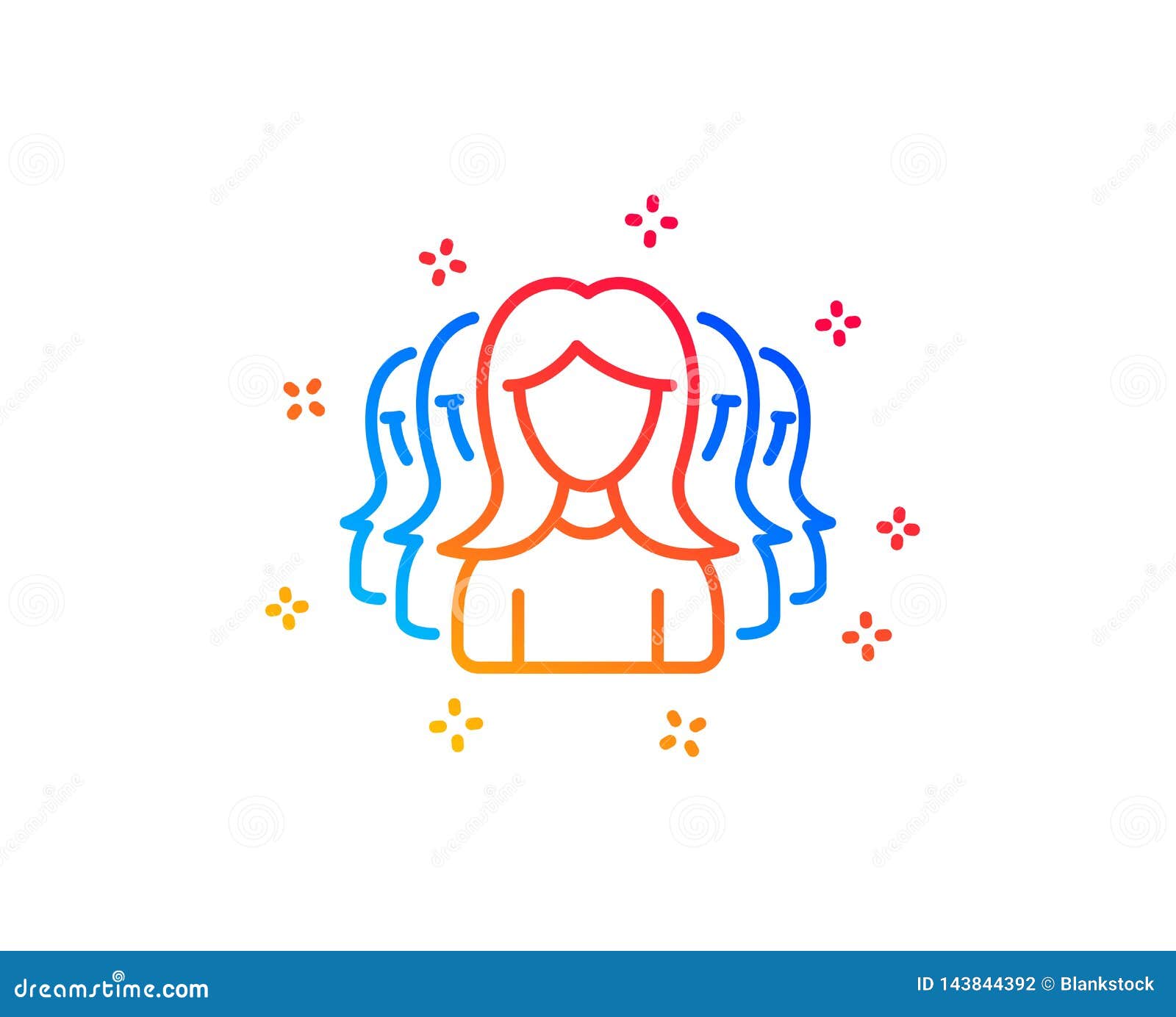 Group of Women Line Icon. Teamwork Sign. Vector Stock Vector ...