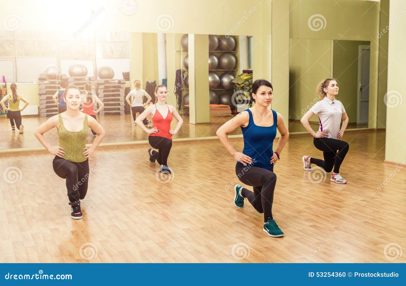 Group of Women Making Step Aerobics Stock Photo - Image of slim ...